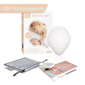haakaa Breast Massager-Lactation Support for Clogged Duct,Engorgement,Mastitis,Breastmilk Flow- Nursing & Pumping Moms(USB Rechageable,Waterproof Silicone, Shell)