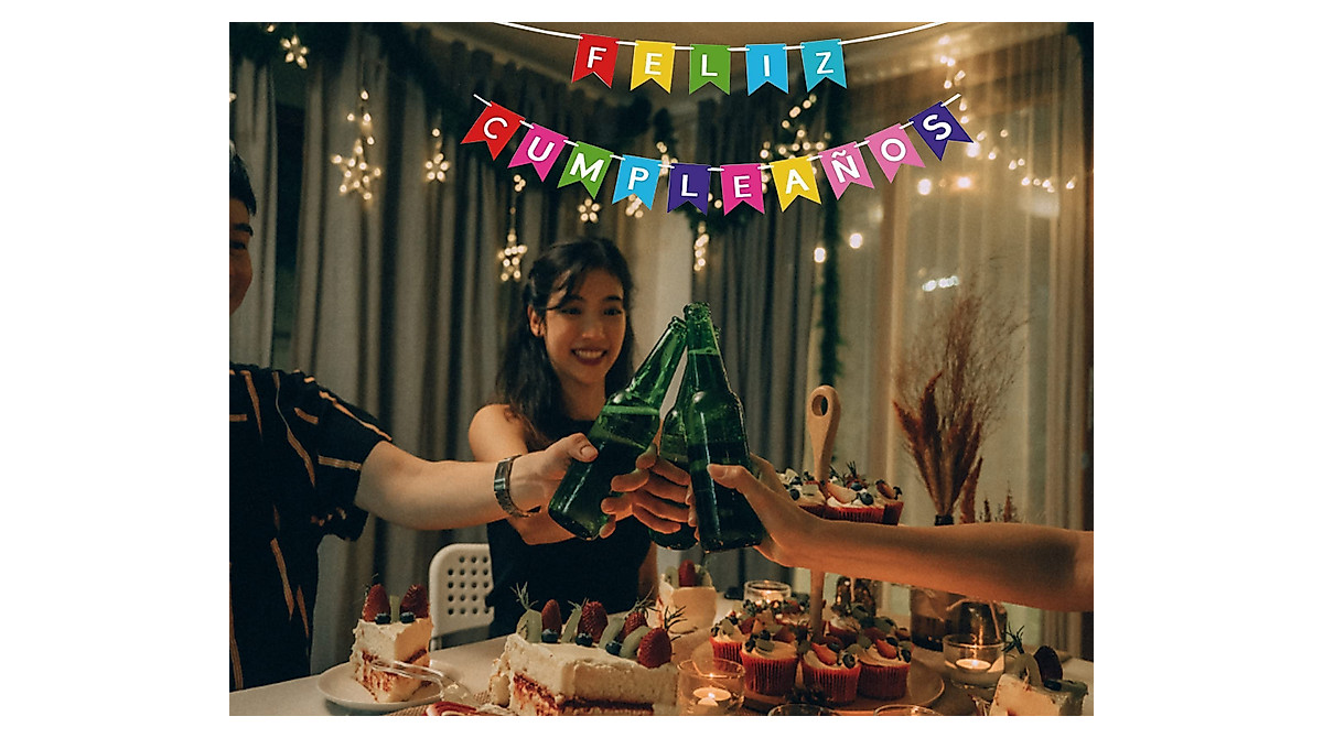 Colorful Feliz Cumpleaños Birthday Banner for Parties