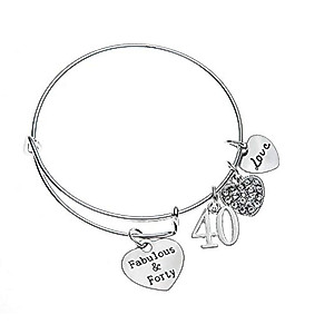Infinity Collection 40th Birthday Gifts for Women, 40th Birthday Expandable Charm Bracelet, 40th Birthday Ideas, Gift for Her
