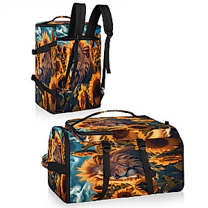 Animal Lion in Sunflowers（08） Gym Duffle Bag for Traveling Sports Tote Gym Bag with Shoes Compartment Water-resistant Workout Bag Weekender Bag Backpack for Men Women