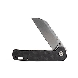 QSP Penguin Titanium Framelock EDC Pocket Knife, Marbled Carbon Fiber Handle, S35VN Steel, Kaviso Exclusive (Stonewashed)