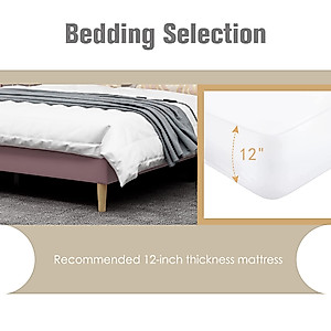AGARTT Upholstered Platform Bed Frame Twin Size with Headboard and Footboard/Wooden Slats Support/No Box Spring Needed/Easy Assembly,Pink Velvet
