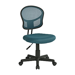 OSP Home Furnishings Mesh Back Armless Task Chair with Padded Fabric Seat, Blue