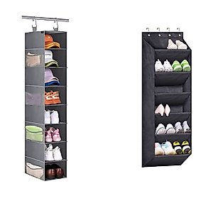 SLEEPING LAMB 8 Shelves Hanging Shoe Rack and 6 Tiers Oxford Over The Door Shoe Organizer