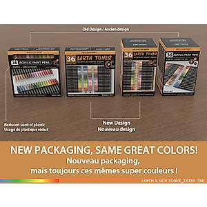 36 Acrylic Paint Pens Skin and Natural Earth Tone Marker Set For Rock Painting, Canvas, Mugs, Glass, Plastic, Wood, Metal, Fabric, Scrapbooking, Most Surfaces. Quick Drying Waterbased (EXTRA FINE)
