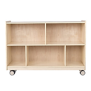Children’s Factory Mobile 30" H 2-Shelf Storage, Classroom Reading Nook Cubbies, Kids Preschool & Daycare Toy Cubby Shelves, Toddler Playroom Bookshelf