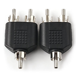 NANYI RCA Male to 2 RCA Male Audio Heads, RCA M One-Two RCA M Stereo Interconnect Audio Adapter, 2Pack (RCA M-2xRCA M)