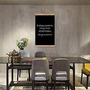 Mousus It Always Protects,always Trusts,always Hopes,always Perseveres Natural Wood Hanger Frame & Canvas Poster Hanging Painting Wall Home Decorative Artwork for Living Room Bedroom Office Holiday Gi