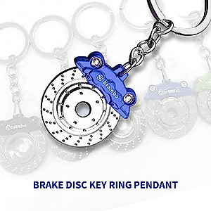 cueclue 1 PC Metal Keychain, Creative Brake Disk Wheel Calipers Key Ring, Waist Hanging Keychain, Decoration Pendant (Blue)