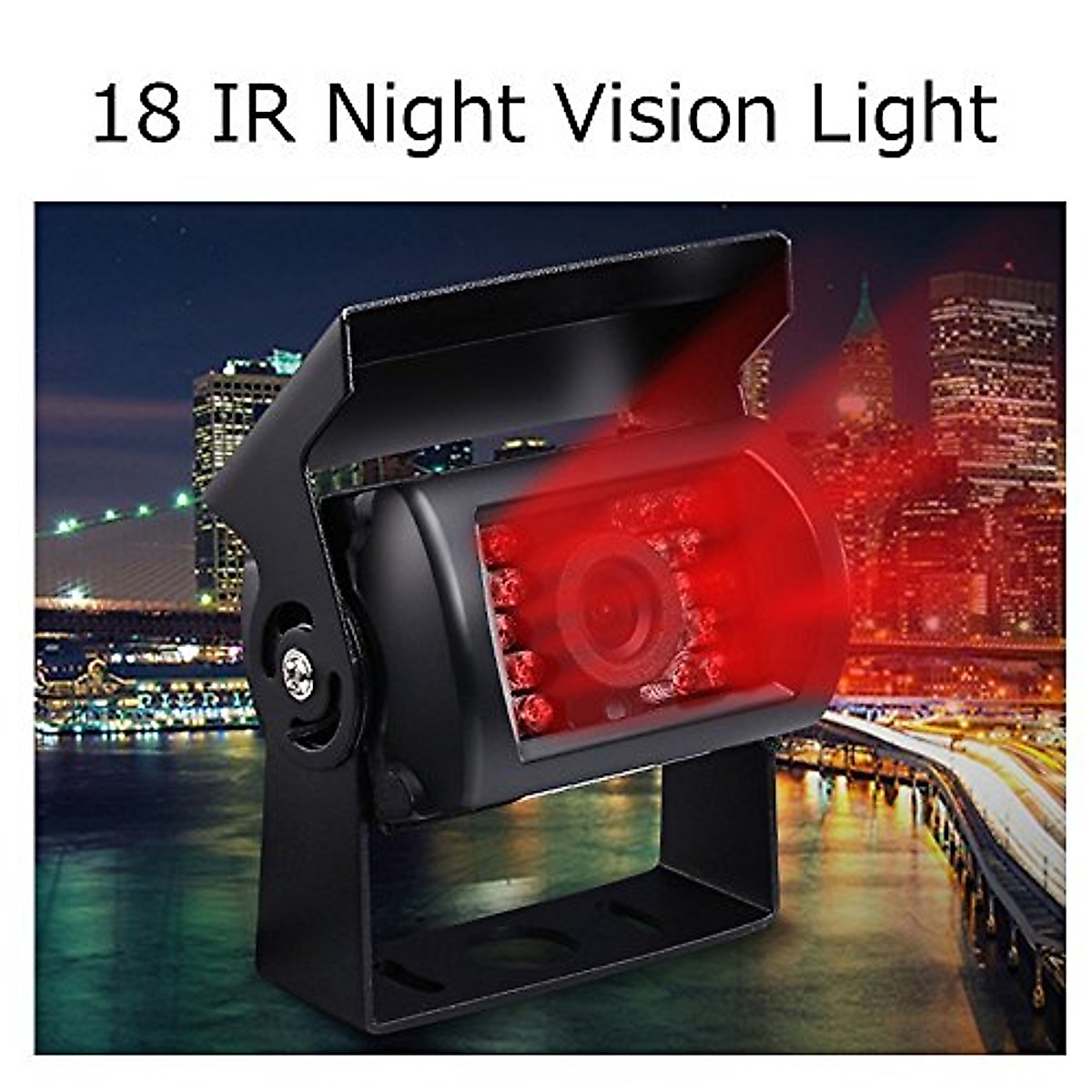 Camecho Vehicle Backup Camera 7" Monitor,18 IR Night Vision Rear View Camera Without Guide Line IP 68 Waterproof, 4 Pins Aviation Extension Cable for 33FT Length RVs, Bus, Trailer,Truck