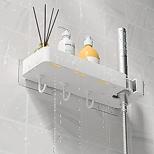 MORNITE Mop Organizer Broom Brush Gripper Holder Wall, Hanging Cleaning Storage Rack with Hooks for Closet Laundry Garages Garden Basement, White