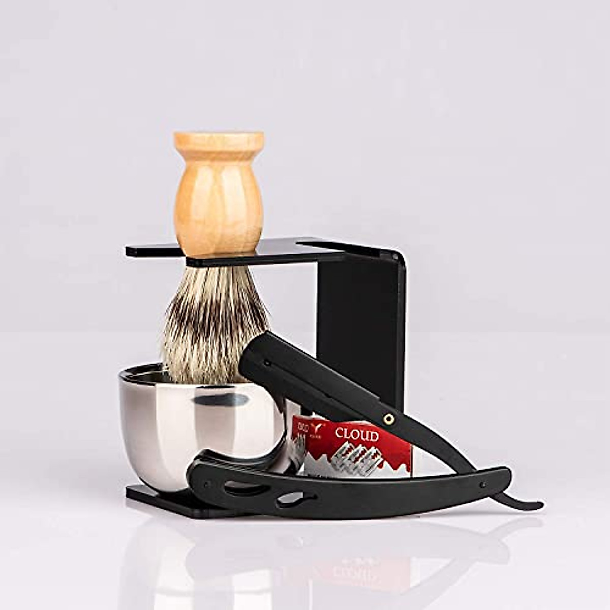 Barber Straight Razor Kit Durable Barber Straight Edge Razor Kit with 10 Double Edge Straight Razor Blades,Shaving Bowl and Stand,Shaving Brush with Wood Handle,Shaving Kit for Men