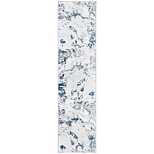 SAFAVIEH Amelia Collection Runner Rug - 2' x 12', Grey & Blue, Modern Abstract Design, Non-Shedding & Easy Care, Ideal for High Traffic Areas in Living Room, Bedroom (ALA232G)