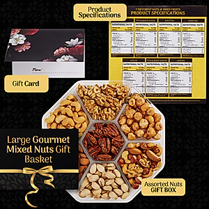 Assorted Nuts Gift Basket - Gourmet Food Mixed Nut Platter Fruit Nut Gift Box, Healthy Snack, Vegan & Kosher Gifts for Men & Women for Birthdays, Anniversaries, Sympathy, Get Well, Holidays, 22oz