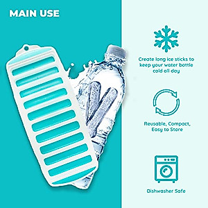 Jacent Resusable Silicone and Plastic Water Bottle Ice Cube Stick Tray, Easy Push & Pop Ice Cubes for Water Sports Bottle: 1 Pack