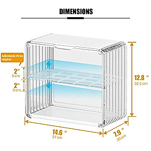 Bread Box Double Layer Bread Holder, Durable Plastic Food Storage Container, Clear Bread Boxes for Kitchen Countertop, Bread Bin for Homemade Bread, Cupcakes, Cookies, Muffins (14.6"x7.9"x12.8")