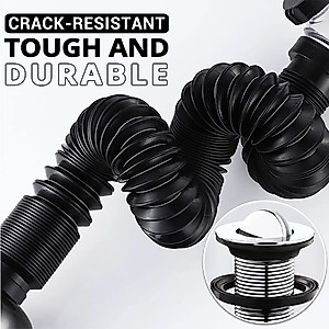 Bathroom Sink Drain Kit with Flexible Expandable P-Trap Sink Drain Pipe Tube Anti-Odor Bathroom Sink Drain Pipe for 1-1/4",1-1/2" and 2'' Drain Hole