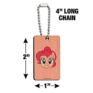 GRAPHICS & MORE My Little Pony Pinkie Pie Face Wood Wooden Rectangle Keychain Key Ring