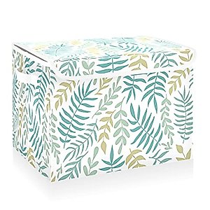 CaTaKu Tropical Leafs Storage Bins with Lids and Handles, Fabric Large Storage Container Cube Basket with Lid Decorative Storage Boxes for Organizing Clothes