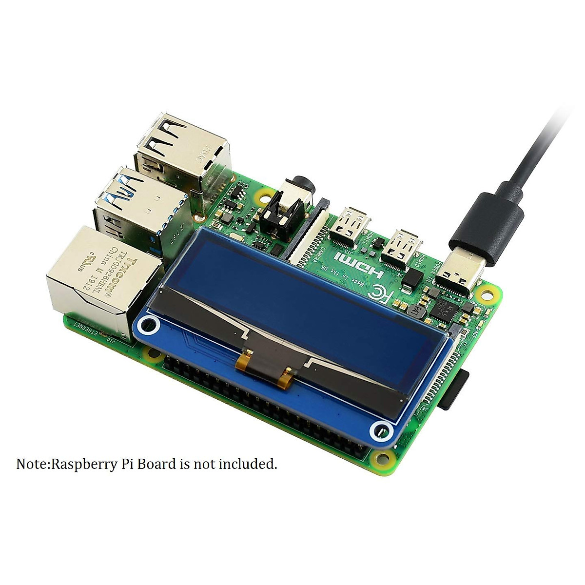 2.23 inch OLED Display HAT Compatible with Raspberry Pi/Jetson Nano/Arduino/STM32, 128×32 Pixels SPI I2C OLED with SSD1305 Driver