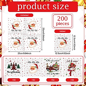 Fulmoon 200 Pcs Christmas Paper Napkins Snowman Cocktail Napkins disposable 2 Ply Christmas Tree Dinner Napkins Decoupage Santa Beverage Napkins for Xmas Table Decor Party Supplies(Festival)