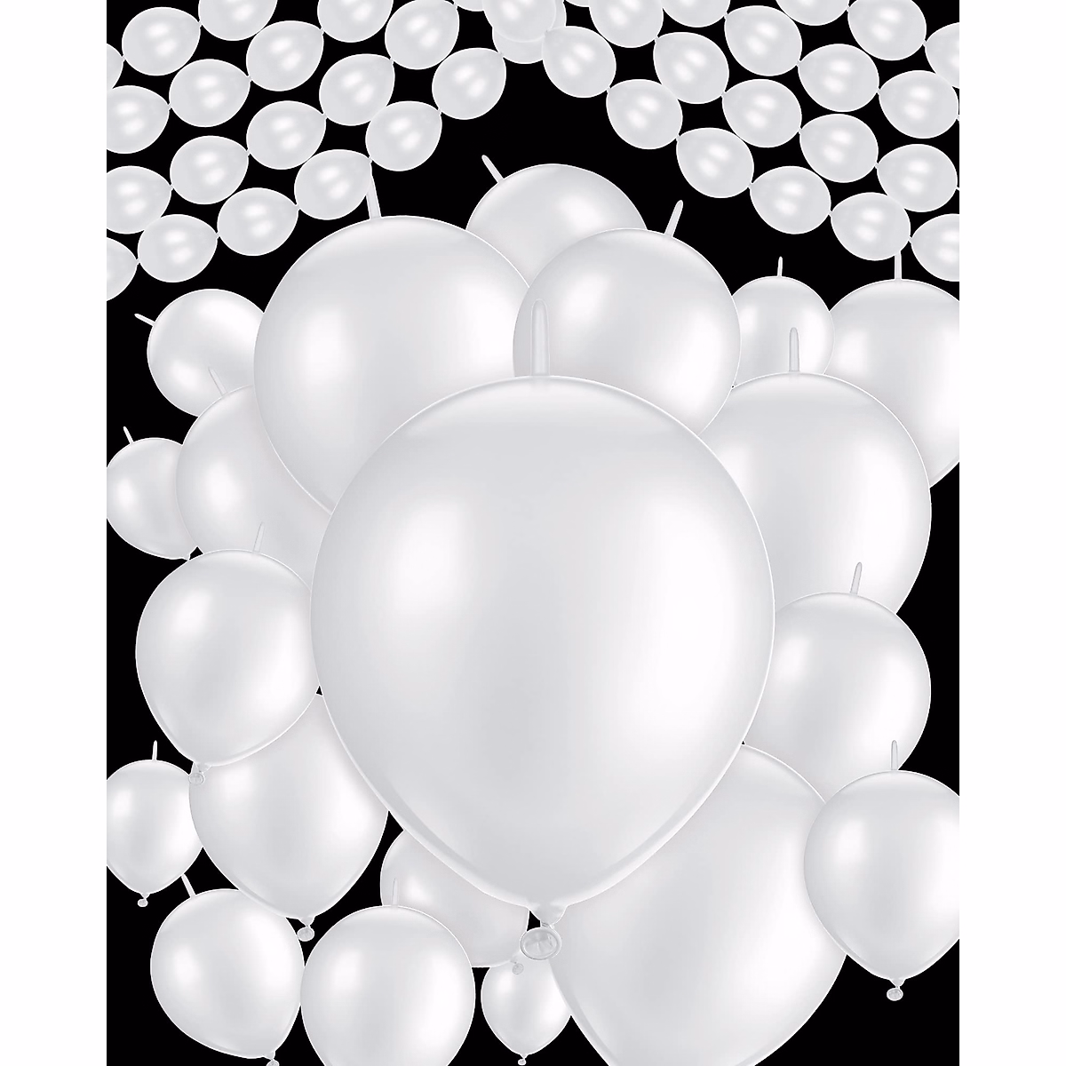 160 Pcs Link Balloon 12 Inch 6 Inch Linking Balloons Quick Linkable Needle Tail Latex Balloons for Christmas Birthday Happy New Year Party Wedding Graduation Arch Decors (Matte White)