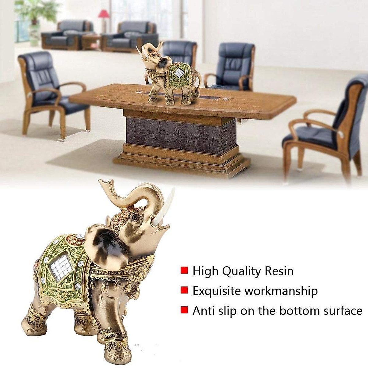Jarchii Feng Shui Elephant Statue, Retro Figurines Collectible Wealth Lucky Elephant Sculpture Perfect for Home Decor Office Decoration Gift（s M L）(#1)