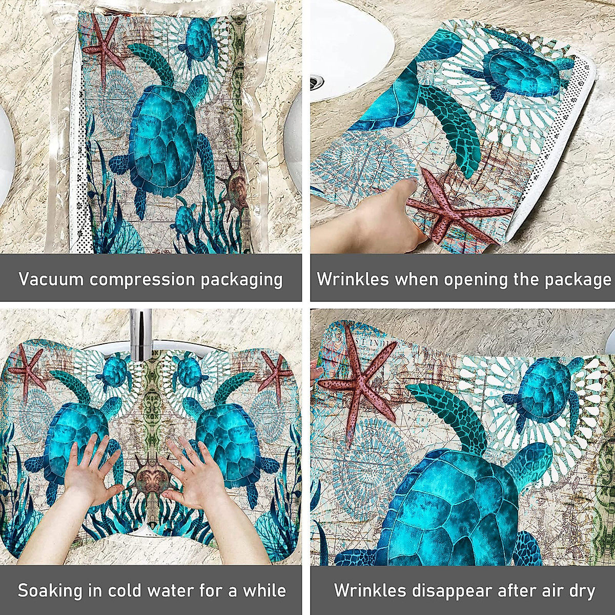 Coastal Runner Rug for Hallway 2x6 Sea Turtle Hallway Rugs Nautical Throw Rug Blue Turtles Beach Ocean Life Teal Marine Animal Area Rug Non-Slip Floor Carpet for Bedroom Entrance Door Mat Washable Rug