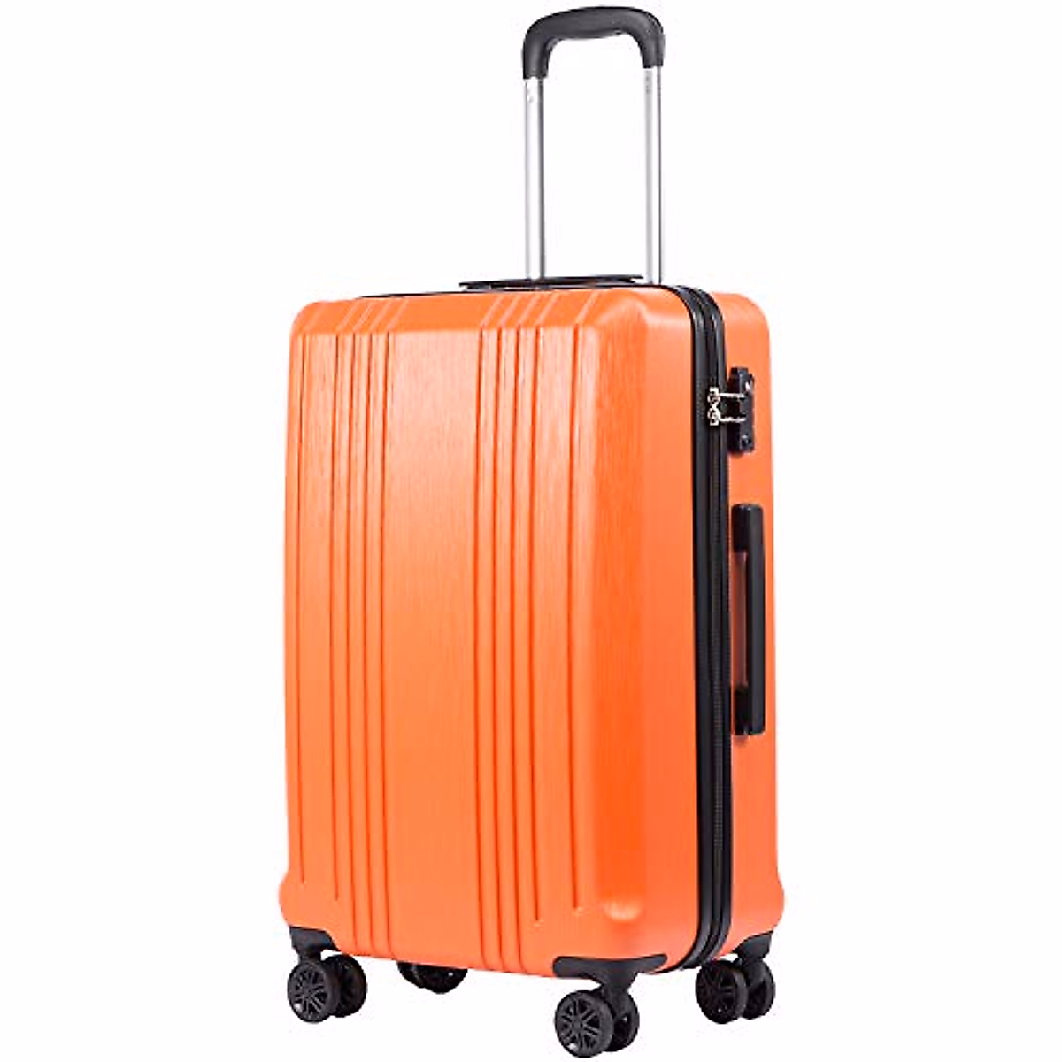 Coolife Luggage Suitcase PC+ABS with TSA Lock Spinner Carry on Hardshell Lightweight 20in 24in 28in(orange, S(20in_carry on))