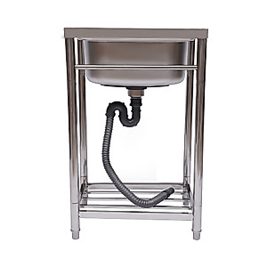 Stainless Steel Single Basin Commercial Kitchen Sink Vanity Multipurpose Sink for Restaurant, Laundry Room, Backyard, Garages 21.65x17.72x33.46in