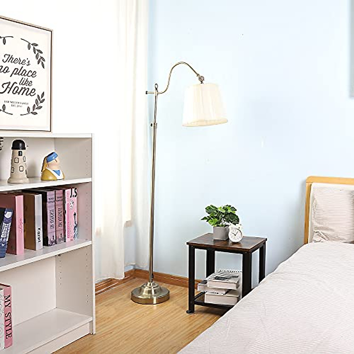 GIOTORENT Small End Table, Industrial Side Table with Durable Steel Frame, Slim Night Tables with Storage Shelves for Small Space in Living Room, Bedroom and Balcony, Rustic Brown and Black (Black)