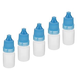 Aicosineg 10Pcs 0.17oz Lab Dropping Bottles PE Plastic Bottles Lab Eye Dropper Bottles Squeezable Eye Liquid Drop Bottle Small Mouth Drop Bottles Sample Seal Storage Bottles with Blue Cap for Travel