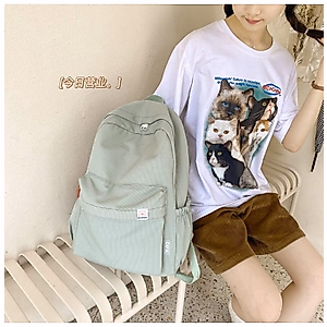 CHERSE Kawaii backpack aesthetic school backpack Aesthetic School Supplies Korean for Teen Girls Mochila (sage green)