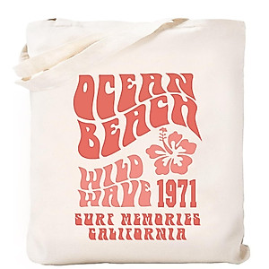 Kimoli Canvas Tote Bag Cute Beach Bags Aesthetic Reusable Grocery Shopping Bags Book Tote for Women Girls