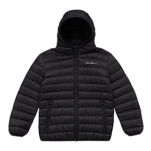 Eddie Bauer Boys' Jacket - CirrusLite Weather Resistant Down Coat for Boys - Insulated Quilted Bubble Puffer (3-20), Size 10-12, Black
