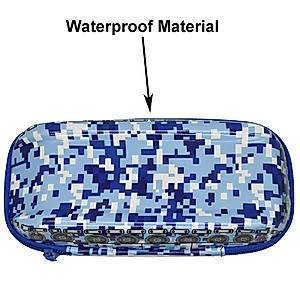 Maydahui Tank Shape Pencil Case Large Capacity Pen Pouch Holder Compartments Organizer Pencil Bag Stationery Box Waterproof EVA Camouflage Blue