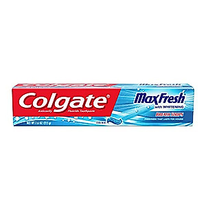Colgate Max Fresh Toothpaste With Mini Breath Strips, Cool Mint, 7.6 Ounce