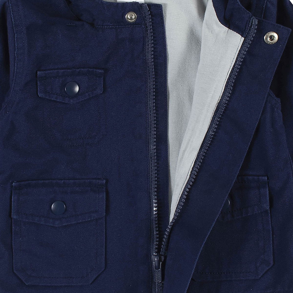 Gerber Baby Hooded Cotton Twill Utility Jacket, Navy, 18 Months