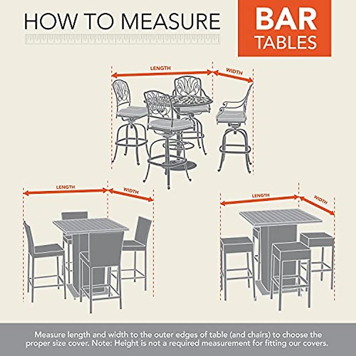 Modern Leisure 2915 Monterey Patio Chairs, bar Height Table, Outdoor Cover (66 L x 64 D x 34 H) Water-Resistant, Khaki/Fossil,Beige