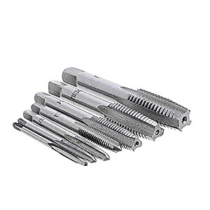 QISF 7Pcs Bearing Steel Metric Screw Thread Tap M3-M12 Plug Tap Set(Wrench is not include)