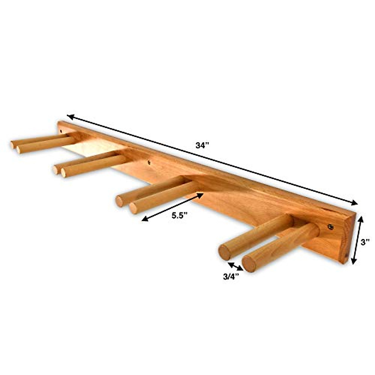 StoreYourBoard Timber Ski Wall Rack, 4 Pairs of Skis Storage, Wood Home and Garage Mount System, Natural Wood
