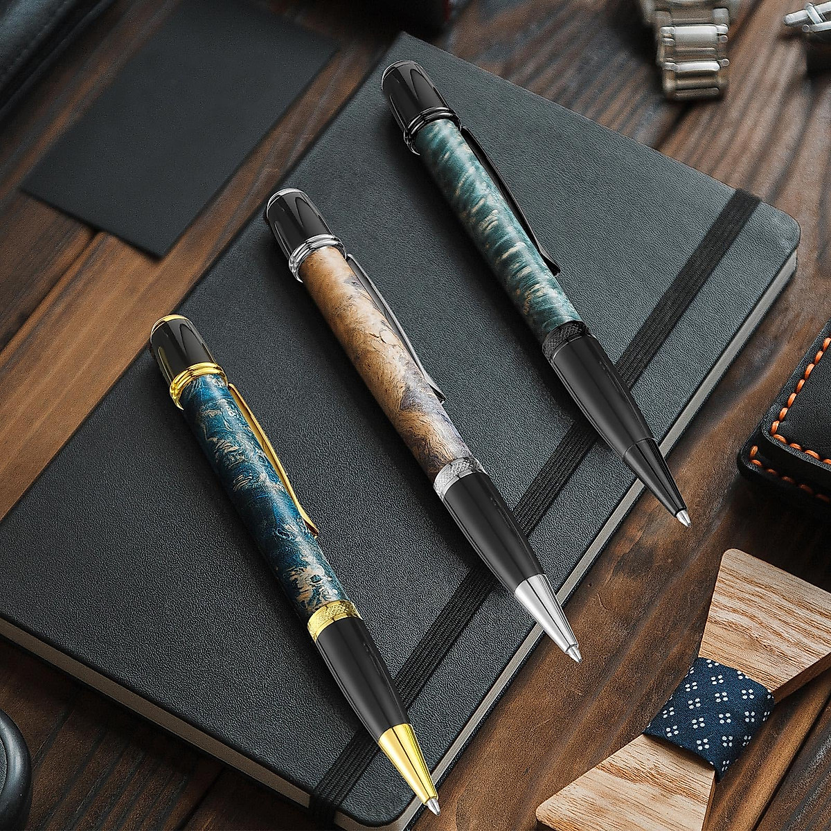 Colarr 12 Pack Woodturning Pen Kit Twist Ballpoint Pen Kit with Refill Copper Pen Turning Supplies for DIY Pen Making Classroom Supplies Teacher Student Gift (Mix Colors)