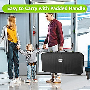 YOREPEK Padded Travel Bag Compatible with UPPAbaby RumbleSeat, Stroller Second Seat Bag for Airplane with 2 Inner Pockets, Large Storage Bag Organizer for Baby Travel Essentials, Black/Green