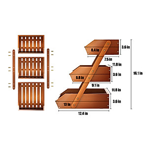 NUTUNI Fruit Basket for Kitchen, 3 Tier Fruit Basket, Bamboo Fruit Basket, Produce Storage, Fruit Holder, Fruit and Vegetable Storage for Potato, Onion, Bread and Snack -Brown (Self-assembly)