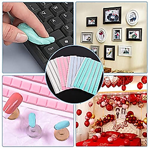 408 PCS Adhesive Sticky Tack Putty, Removable Putty Non-Toxic Mounting Putty Reusable Wall Safe Tack Putty for Wall Hanging Pictures Poster Museum, Cleaning, Nail (White, Pink, Green, Blue)