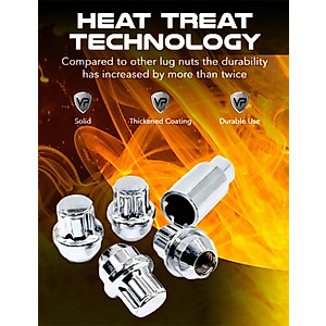 Set of 4 Veritek 14x1.5mm 1.6 Inch 22mm Hex Chrome Large Acorn Conical Seat Wheel Locks for Tesla Factory Wheels