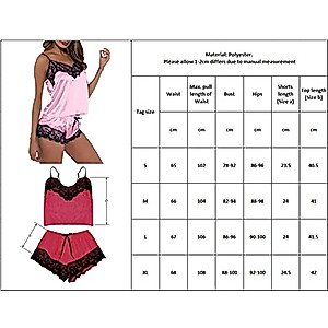 DONKWACHA84 Women's Sexy Sleeveless Silk Lace Trim 2 Piece Pajama Sets L, White