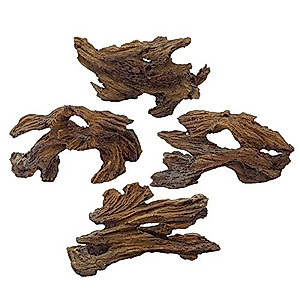 Tfwadmx 4 Pcs Aquarium Resin Driftwood Decoration Log Fish Tank Cave Hideout Wood Decor Freshwater Betta Ornament Aquarium Decorations