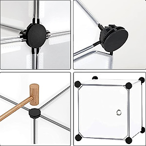 BASTUO Cube Storage Organizer with Doors, Stackable Plastic Cube Storage with Door for Livingroom, Bedroom and Office (16 Cubes,White)