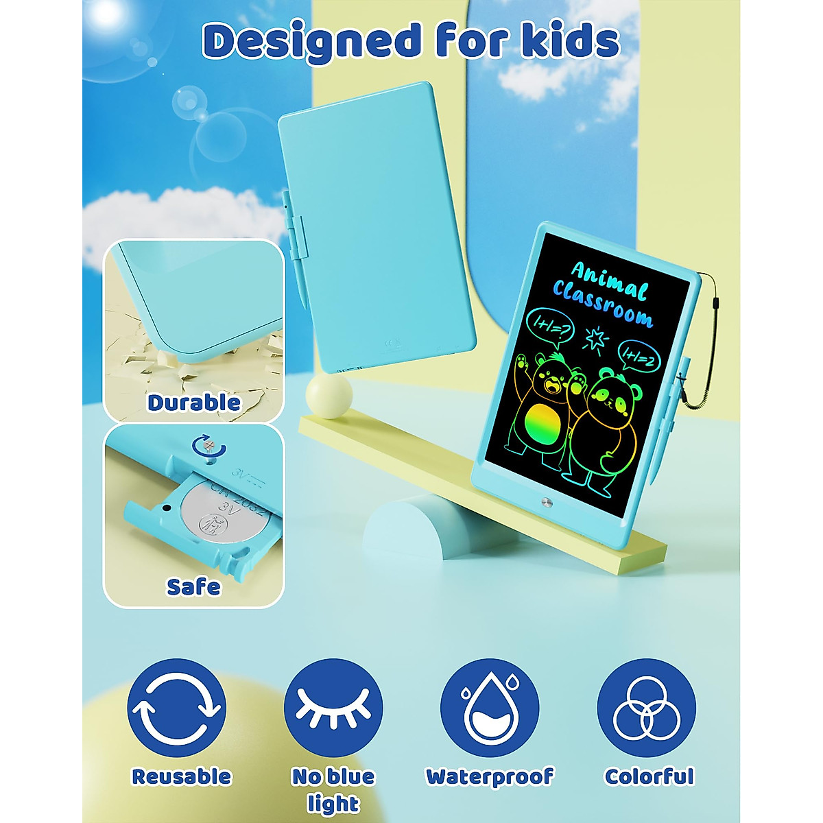 UCIDCI LCD Writing Tablet 10inch Doodle Board - Colorful Screen Electronic Toddler Drawing Tablet Drawing Pad, Educational Learning Toddler Toys for 3 4 5 6 7 8 Year Old Kids Girls Boys